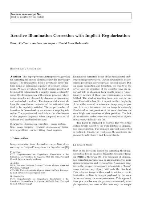 PDF Iterative Illumination Correction With Implicit Regularization