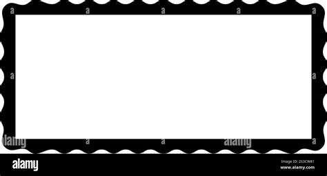 Rectangle Frame With Wavy Edges Rectangular Shape With Curvy Borders Empty Text Box Tag Or