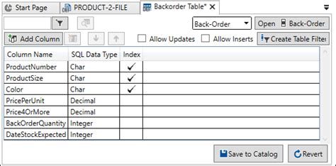 Creating A Table Definition
