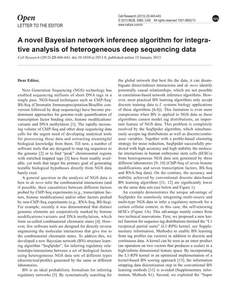 Pdf A Novel Bayesian Network Inference Algorithm For Integrative Analysis Of Heterogeneous