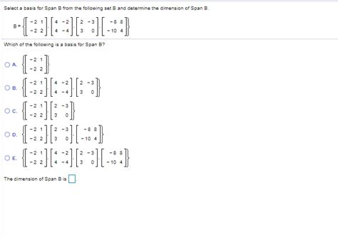 solved select a basis for span b from the following set 3