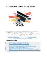 Crear TABLAS En SQL Server Con Y Sin CODIGO Docx Como Crear Tablas En Sql Server En Este