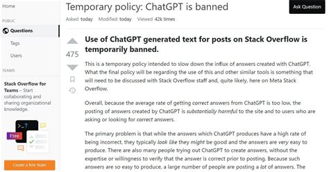 Chatgptによる回答をstack Overflowが一時的に禁止 大量のもっともらしいが不正確な回答に対処しきれず Itmedia