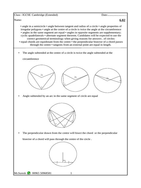 6 2circle Theorems Pdf Circle Perpendicular