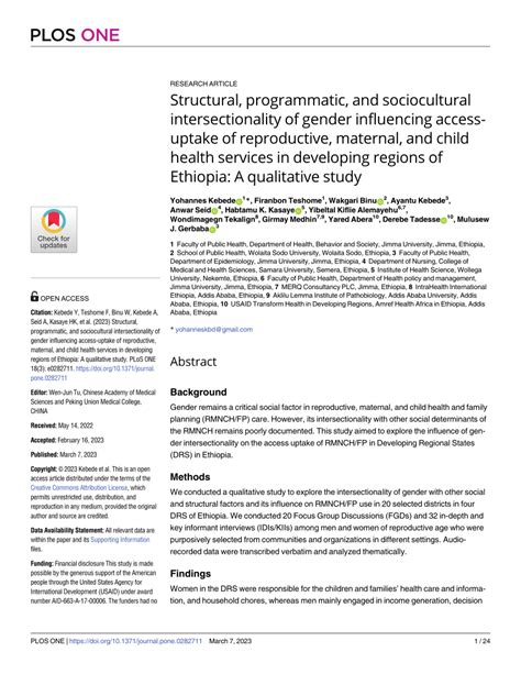 Pdf Structural Programmatic And Sociocultural Intersectionality Of Gender Influencing Access