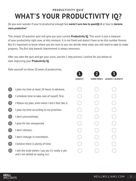 Productivity Iq Quiz Pdf