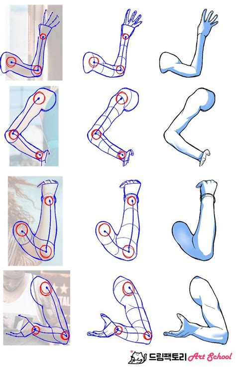 팔 굽은 팔 접은 팔 팔꿈치 인체 도형화 도형 어깨 손 드로잉 강좌 그리기 튜토리얼 드로잉