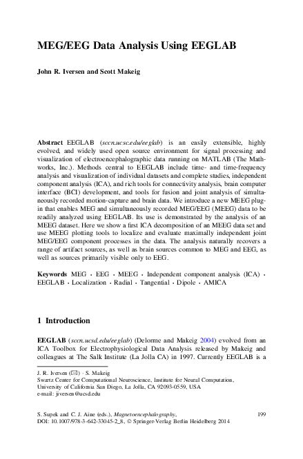 Pdf Megeeg Data Analysis Using Eeglab