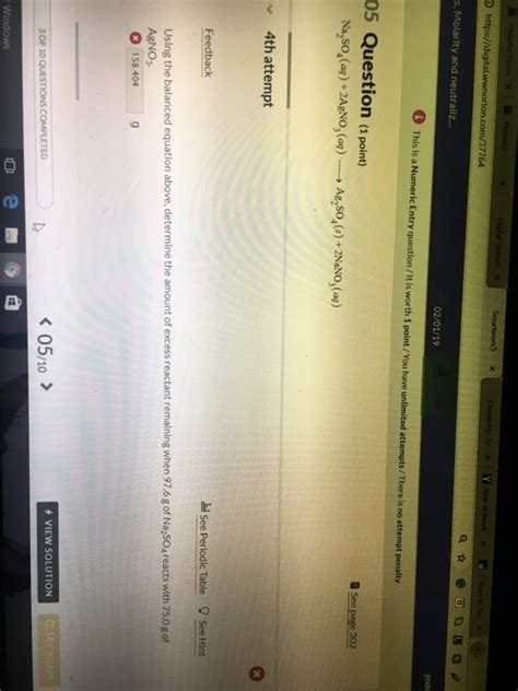 Solved Using The Balanced Equation Above Determine The Chegg