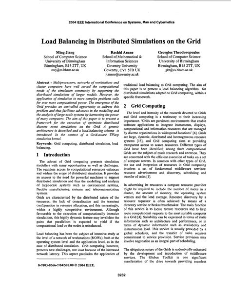 Pdf Load Balancing In Distributed Simulations On The Grid