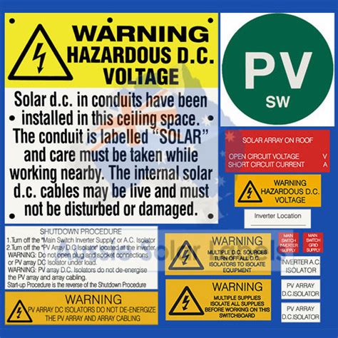 Pv Sw System Label Kit Qld Wa Sa With Roof Top Isolators With In Ceiling Polypropylene