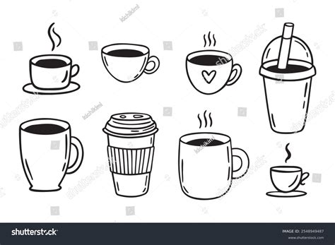 coffee cups doodle set coffee cup stock vector royalty free 2548949487 shutterstock