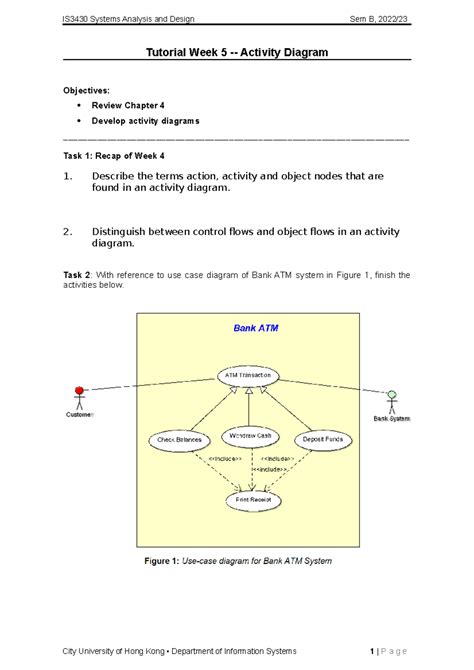 Is3430 Week 5 Tutorial 2023v2 1 Tutorial Week 5 Activity Diagram Objectives Review Chapter