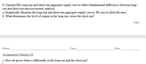 solved 3points the long run and short run aggregate supply