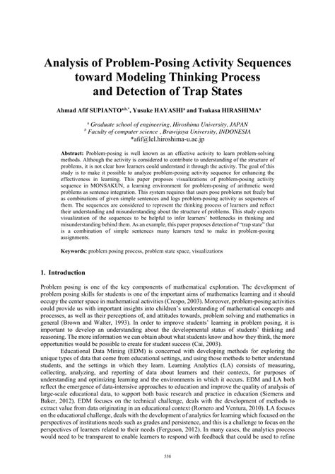 Pdf Analysis Of Problem Posing Activity Sequences Toward Modeling Thinking Process And