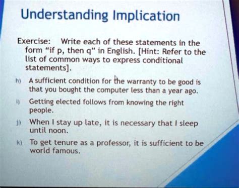 SOLVED Understanding Implication Exercise Write Each F These