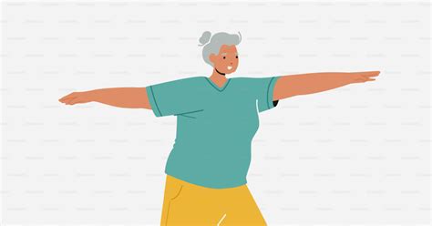 늙은 여자는 건강한 스포츠 생활 에어로빅 또는 필라테스 운동 훈련 수업 스포츠복을 입은 고위 여성 캐릭터는 흰색 배경에 고립된 피트니스나 요가를 한다 만화 사람들 벡터