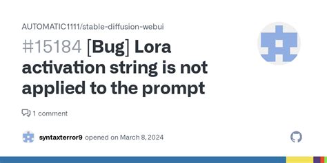 Bug Lora Activation String Is Not Applied To The Prompt · Issue