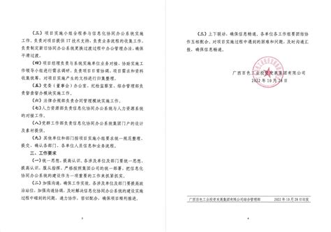 关于调整广西百色工业投资发展集团有限公司信息化协同办公系统实施工作领导小组的通知 广西百色工业投资发展集团有限公司