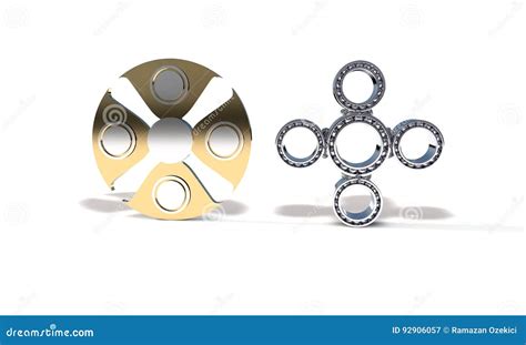 Classic And Titanium Fidget Spinner 3d Render Stock Illustration