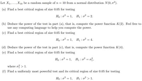 solved let x1 x10 be a random sample of n 10 from a