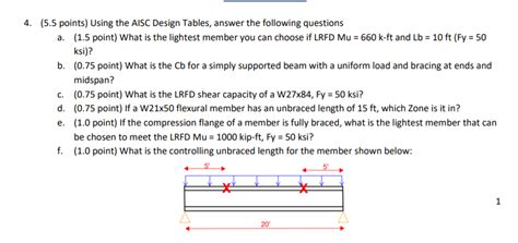 solved 4 5 5 points using the aisc design tables answer