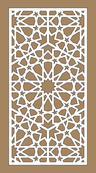 레이저 컷 장식 벡터 패널 세트 잘리 디자인 Cnc 장식 인테리어 디자인 이슬람 아랍어 레이저 절단 0명에 대한 스톡 벡터 아트