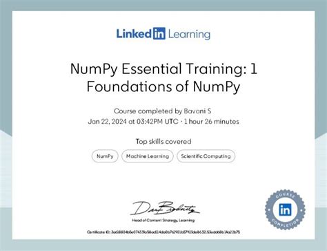 Bavani S On Linkedin Numpy Libraries Pythoncoding Datascience Linkedincourse