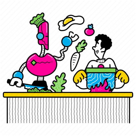 Food Technology Tech Ai Robot Robotic Cooking Illustration
