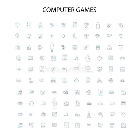 Computer Games Icons Signs Outline Symbols Concept Linear