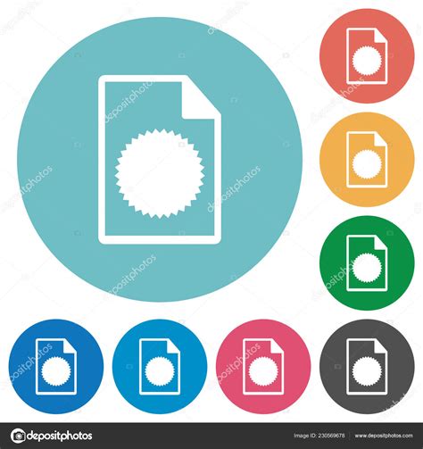 Certificate File Flat White Icons Color Backgrounds Stock Vector Image By ©renegadehomie 230569678