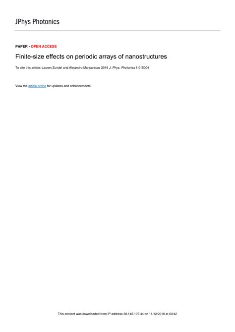Pdf Finite Size Effects On Periodic Arrays Of Nanostructures