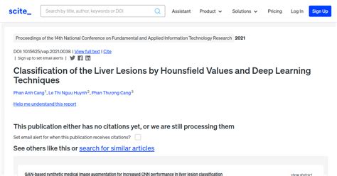 Citation Report Classification Of The Liver Lesions By Hounsfield