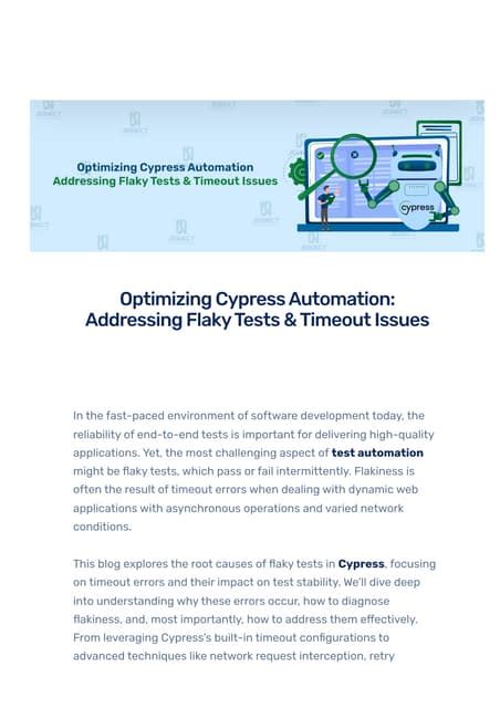 Optimizing Cypress Automation Fix Flaky Tests And Timeouts Pdf