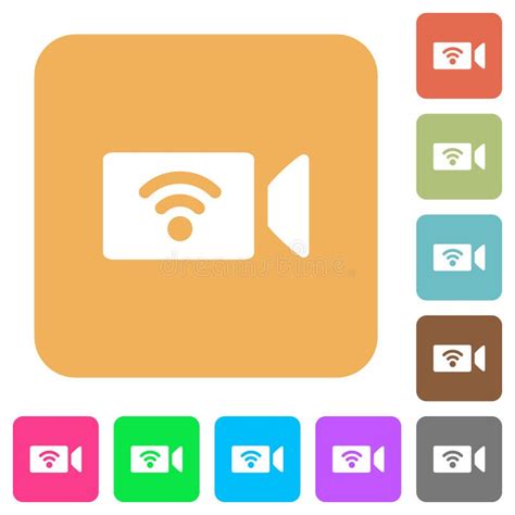 Wireless Camera Rounded Square Flat Icons Stock Vector Illustration Of Networking Curved