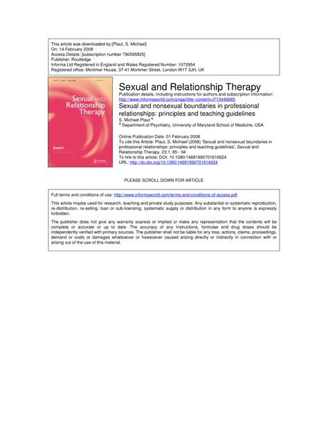 PDF Sexual And Nonsexual Boundaries In Professional Relationships Principles And Teaching