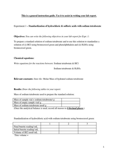 Lab Report Guidelines Pdf Titration Chemistry