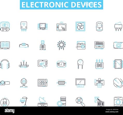 Electronic Devices Linear Icons Set Smartph Tablet Laptop Desktop Smartwatch Headphs