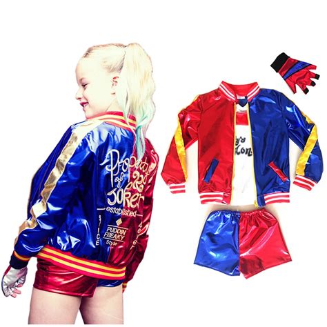 자살 할리 코스프레 의상 분대 퀸 몬스터 걸스 조커 재킷 코트 티셔츠 할로윈 파티 의상 어린이 성인용 Aliexpress