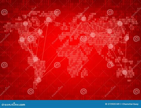 Red Binary Code Map Backgorund Stock Vector Illustration Of Online