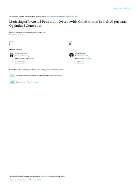 Modeling Of Inverted Pendulum System With Gravitational Search Algorithm Optimized Controller