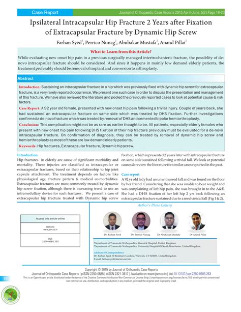 Pdf Ipsilateral Intracapsular Hip Fracture 2 Years After Fixation Of