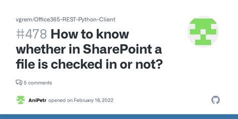 How To Know Whether In Sharepoint A File Is Checked In Or Not · Issue 478 · Vgremoffice365