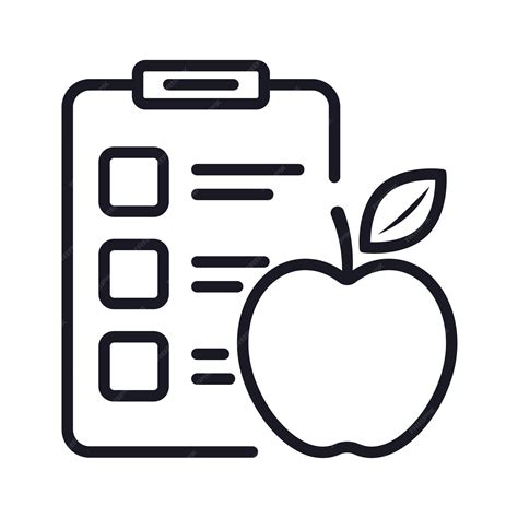 Premium Vector Diet Chart Line Icon Checklist And Apple In Outline Style