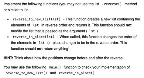 Solved Implement The Following Functions You May Not Use The List