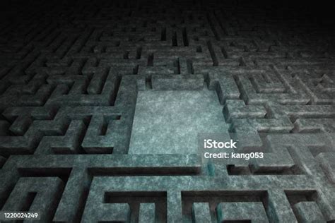 3d 렌더링 그림 미로 미로 벽 그런 지 콘크리트 비즈니스 전략 계획 아이디어 개념 추상배경 출구 방법 입구 어두운 톤 투시