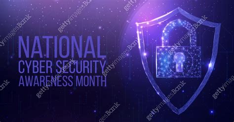 National Cyber Security Awareness Month Wireframe Polygonal Shield With Globe Map Cyber
