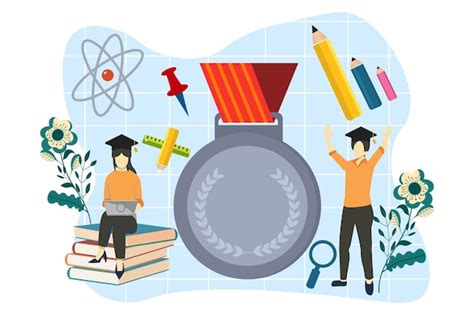 졸업 날 플래트 디자인 일러스트레이션 프리미엄 벡터