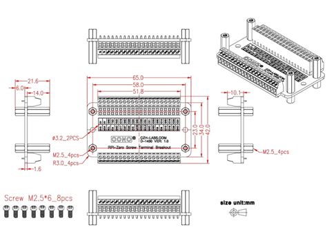 Ultra Small Rpi Zero Terminal Block Breakout Board Module For