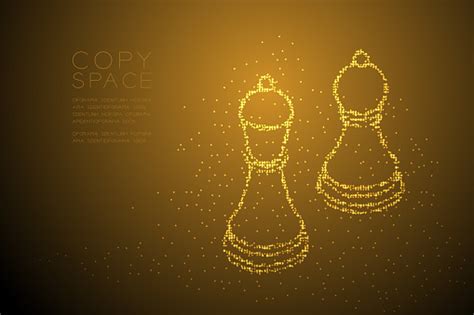 추상적인 기하학적 Bokeh 서클 도트 픽셀 패턴 체스 주교와 담보 모양 비즈니스 전략 개념 디자인 골드 컬러 그림 복사 공간